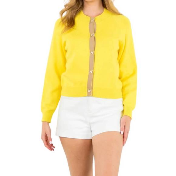 THML | Sweaters | New Thml Bow Button Cardigan In Yellow | Poshmark